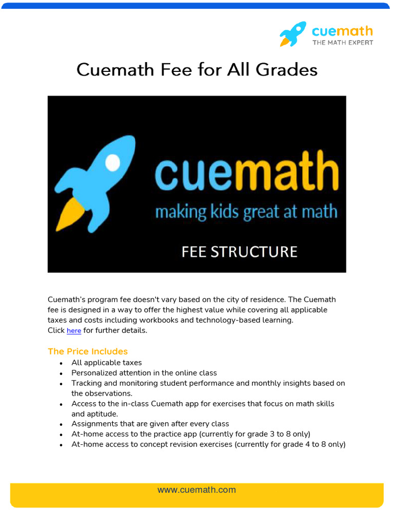 Cuemath Program Fee and Benefits | PDF | Learning | Fee