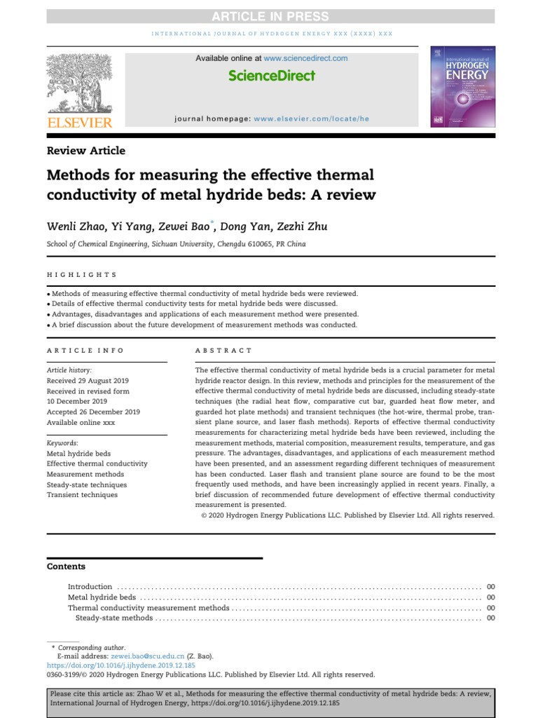 Thermal Conductivity in Hydride Beds | PDF | Heat Transfer | Thermal ...