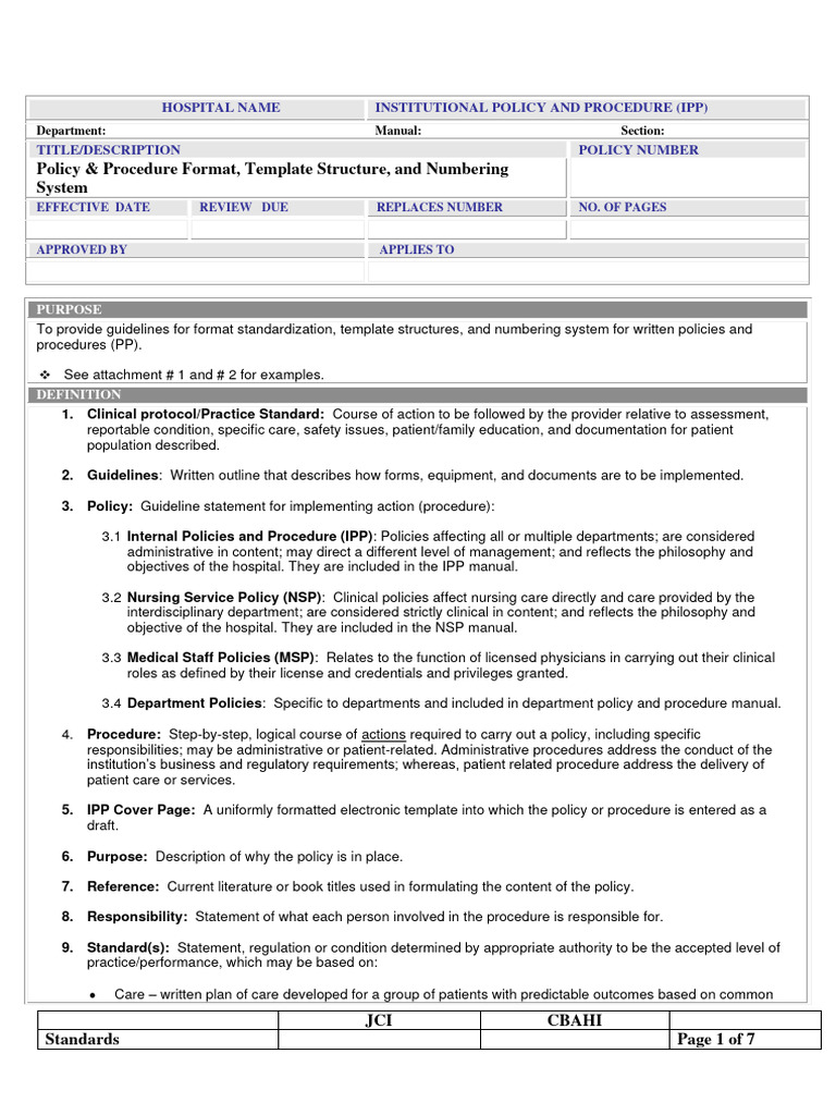 Standardizing Hospital Policy Formats | PDF | Policy | Medicine