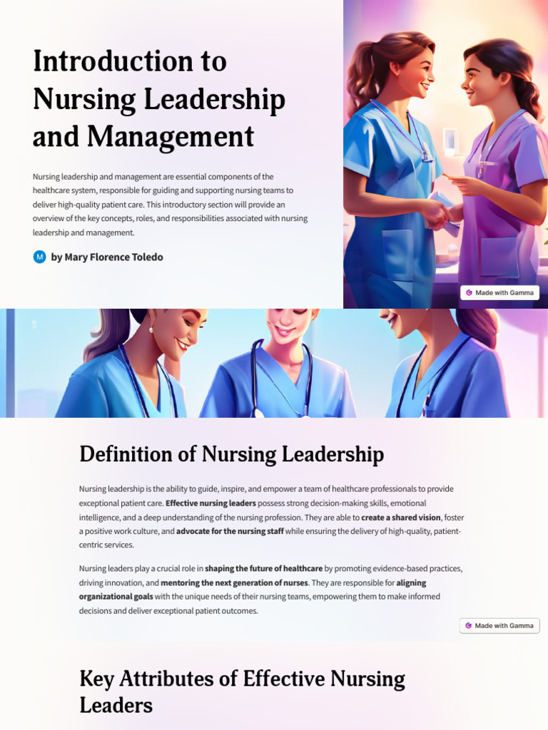 Introduction To Nursing Leadership and Management | PDF | Nursing ...