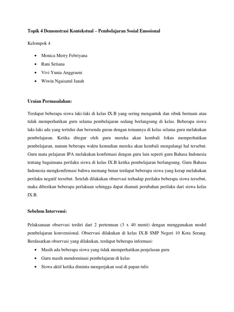 Topik 4 Demonstrasi Kontekstual - PSE - KELOMPOK 4 | PDF | Pengembangan Diri