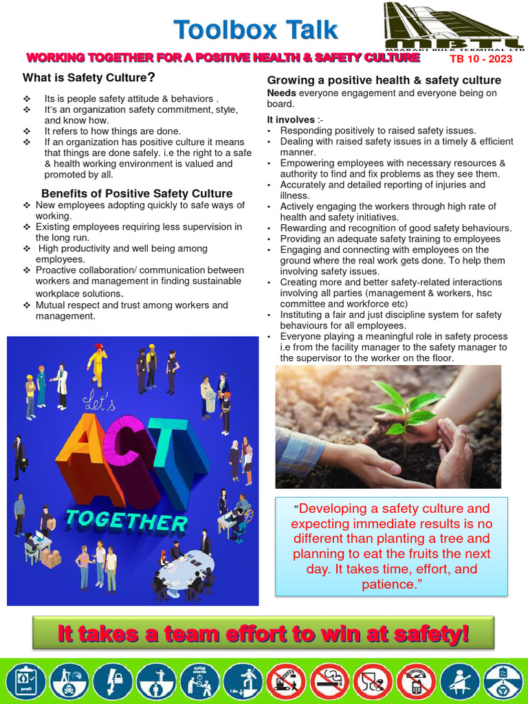 Toolbox 10 - Working Together For A Positive Health and Safety Culture ...