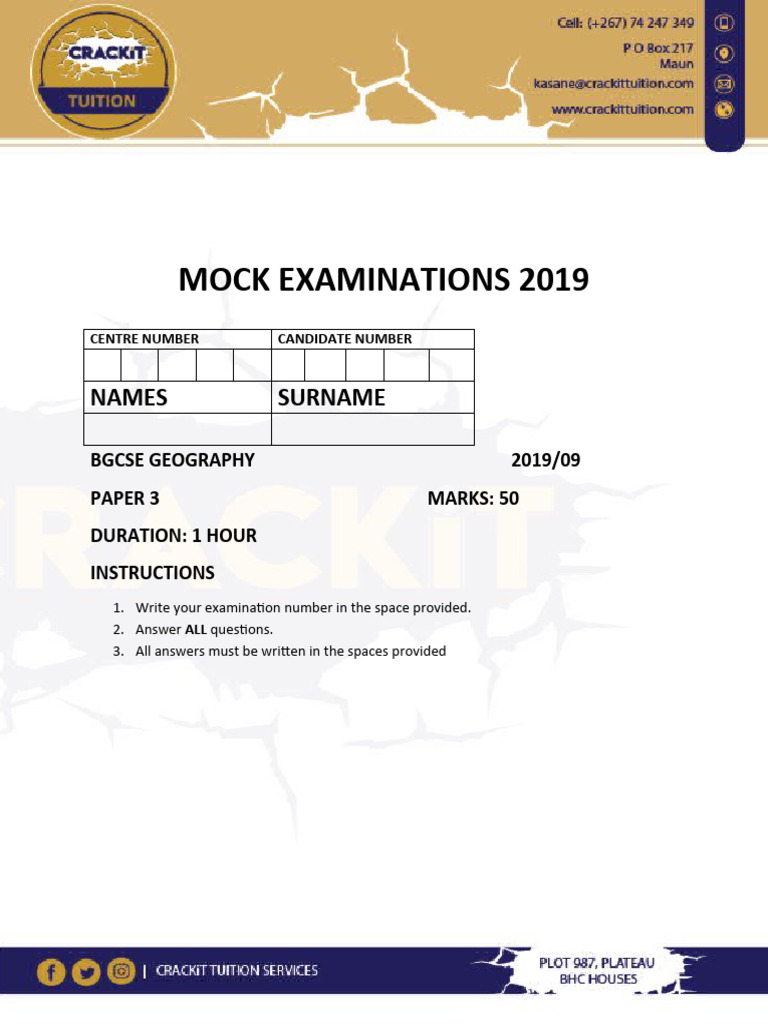 Paper 3 Geography Mock Exam | PDF | Rain | Agriculture