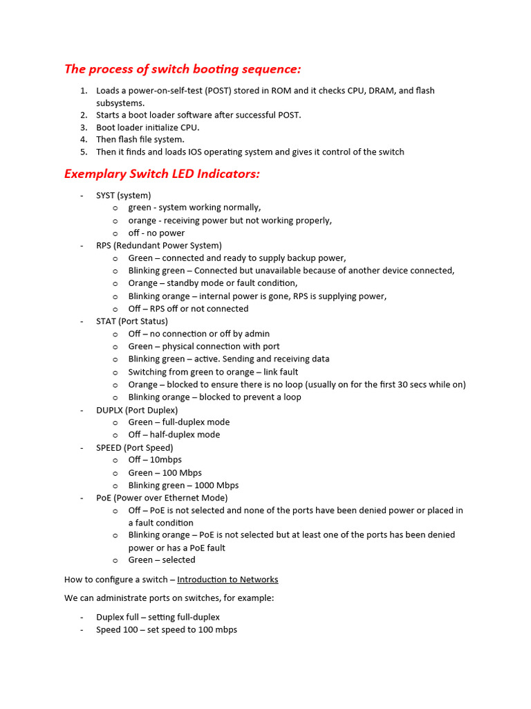 Switch Booting and Configuration Guide | PDF | Network Switch | Duplex ...