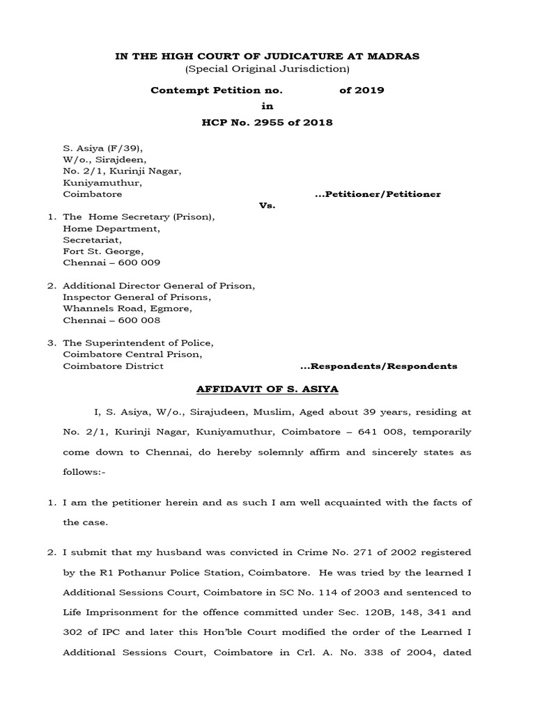 Contempt Petition Asiya (Pinky) | PDF | Contempt Of Court | Government