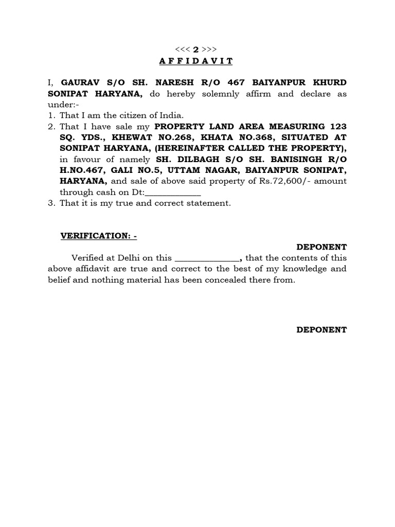 2 | PDF | Affidavit | Legal Procedure