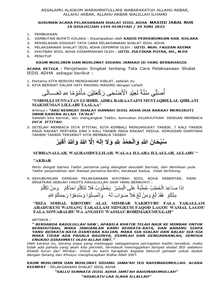 ASSALAMU ALAIKUM WARAHMATULLAHI WABARAKATUH ALLAHU AKBAR - Docx FIX | PDF