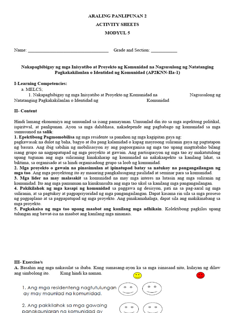Activty Sheets Modyul 5 Q2 | PDF