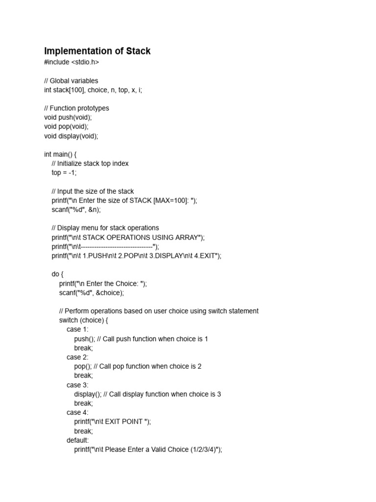 Implementation of Stack | PDF | Computer Science | Software Engineering