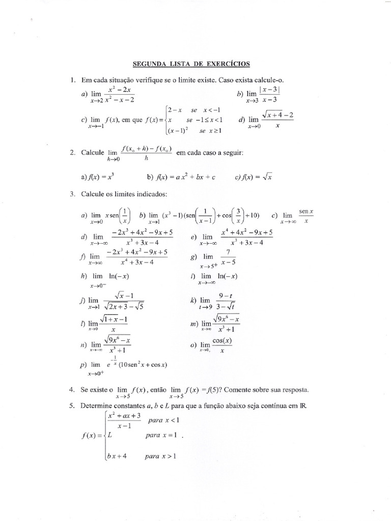 Lista1 2 (Calculo-I) | PDF