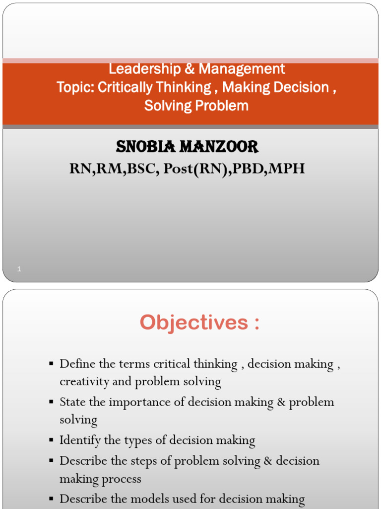 chapter#09CRITICAL Thinking & Decision Making .... | PDF | Decision ...