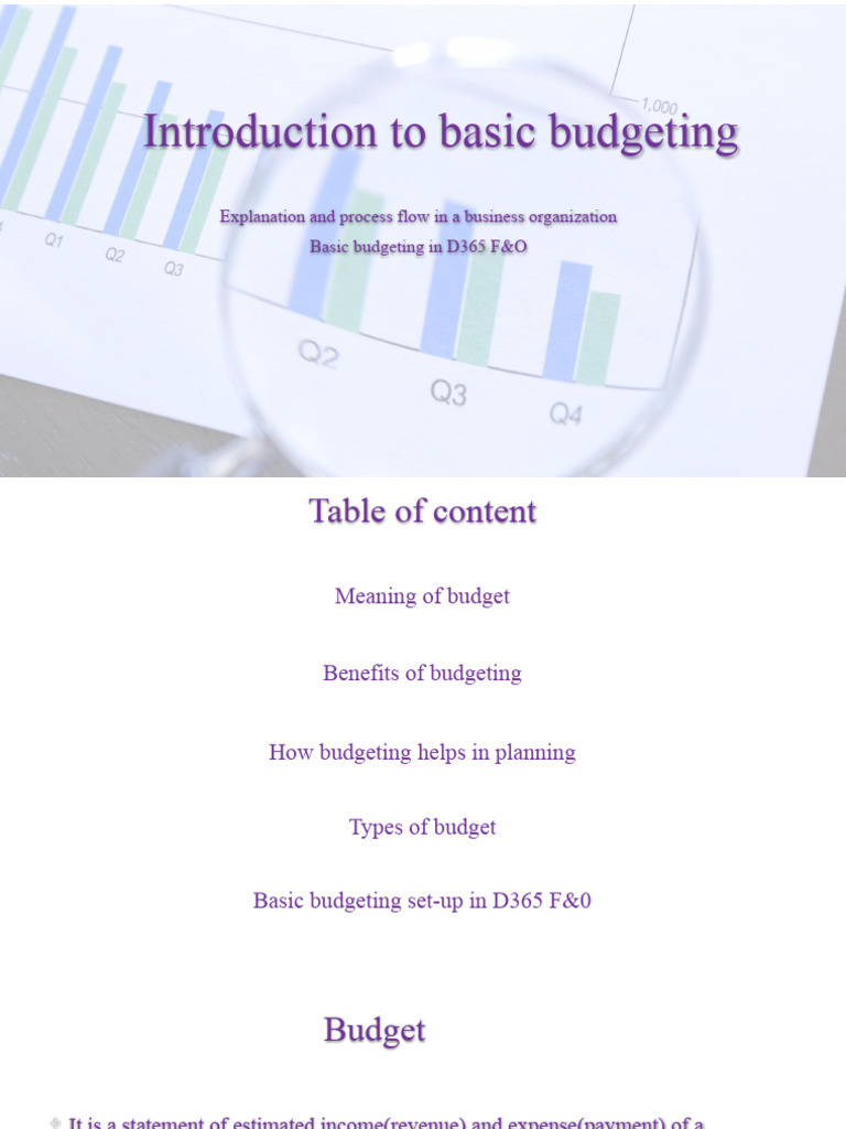 Introduction to Basic Budgeting- D365 | PDF | Budget | Expense
