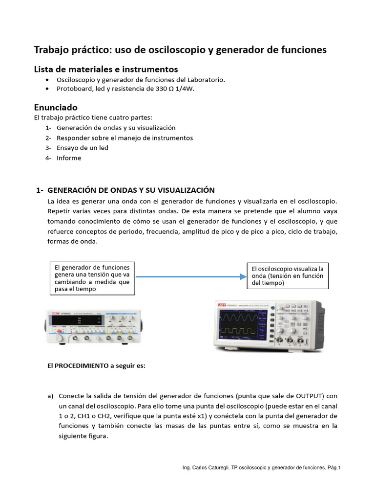 Trabajo Practico Osc Dig y Genfun | PDF | Amplitud | Diodo emisor de luz