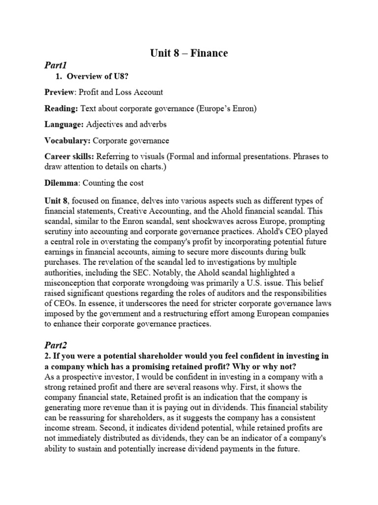 Understanding Financial Scandals and Governance | PDF | Corporate Governance | Dividend