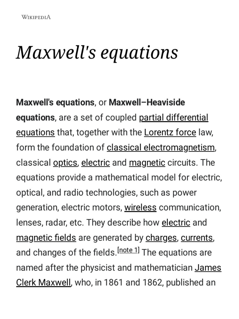 Overview of Maxwell's Equations | PDF | Maxwell's Equations | Magnetic ...