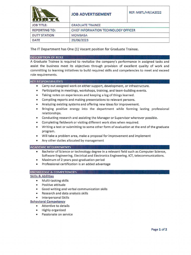 It Graduate Trainee | PDF
