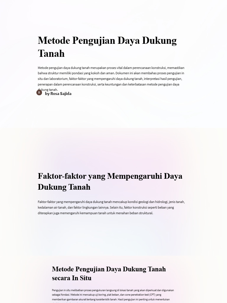 Metode Pengujian Daya Dukung Tanah | PDF