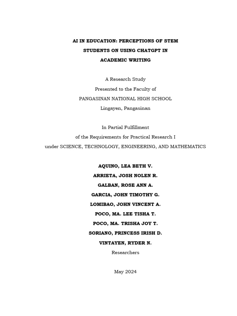 AI-IN-EDUCATION-THE-PERCEPTIONS-OF-STEM-STUDENTS-ON-USING-CHATGPT-IN-ACADEMIC-WRITING | PDF ...