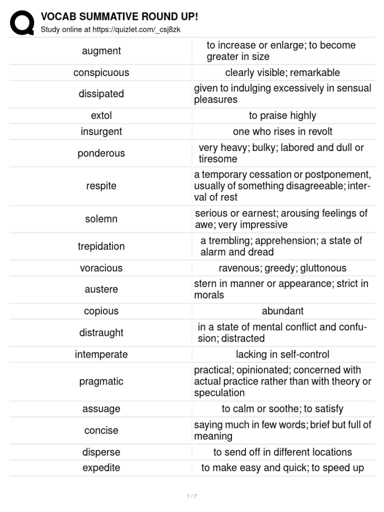 Sat Vocab Cards | PDF