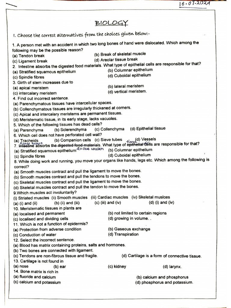 Biology Question Paper | PDF