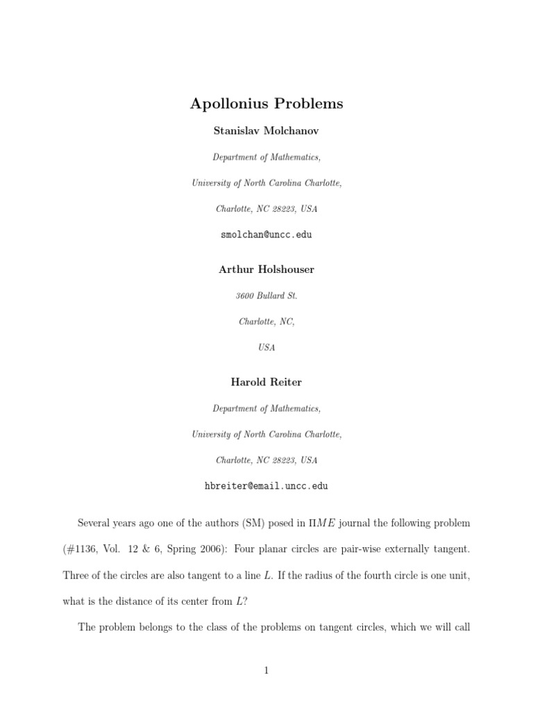 Appolonics Problems | PDF | Circle | Euclid