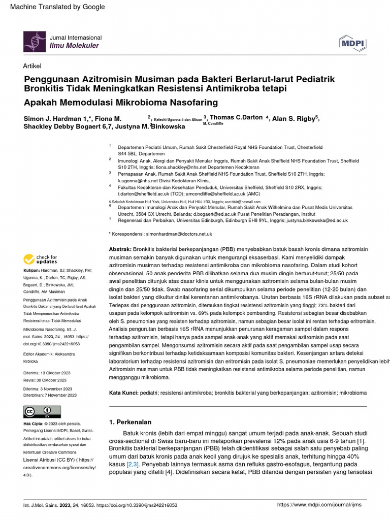 Azitromisin & Mikrobioma Anak | PDF | Kesehatan Holistik | Sains ...