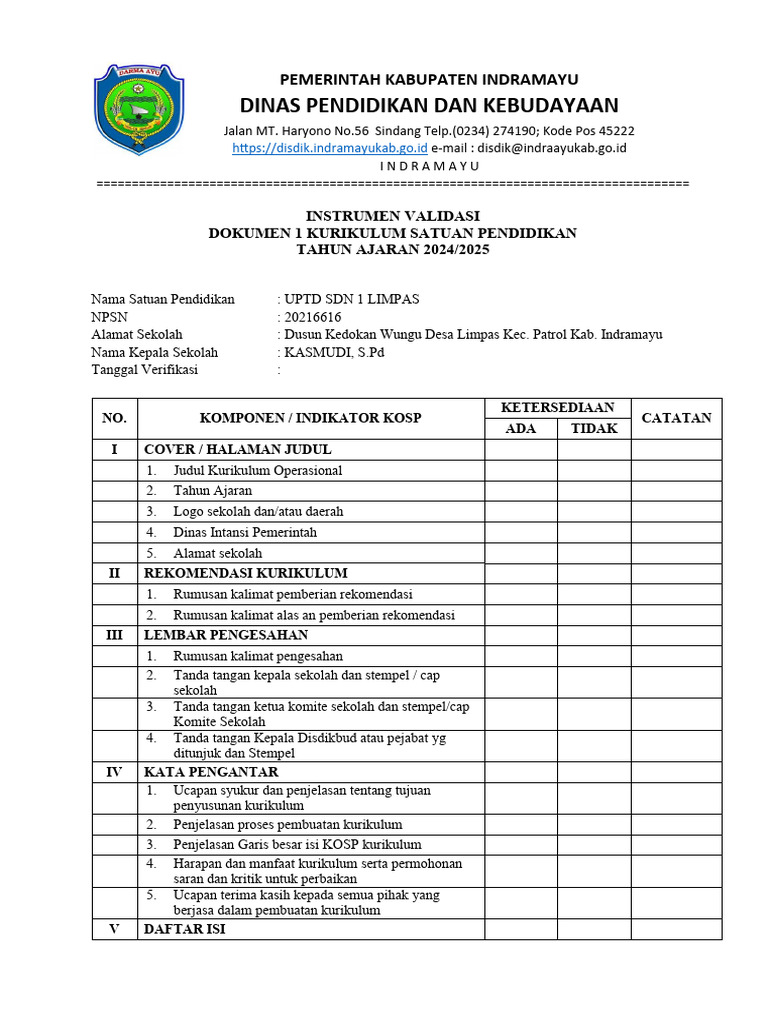 12.instrumen Validasi Kosp 2024-2025 | PDF | Karier & Perkembangan