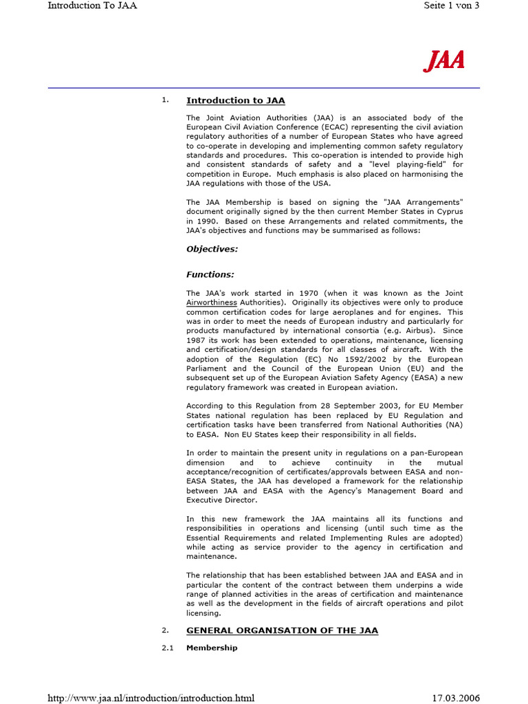 Overview of Joint Aviation Authorities | PDF | European Union