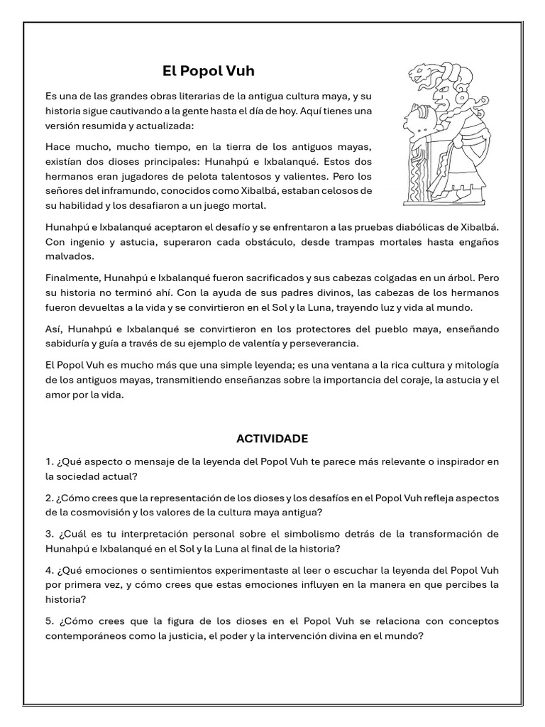 Leyenda Del Popol Vuh | PDF | Ciencias sociales