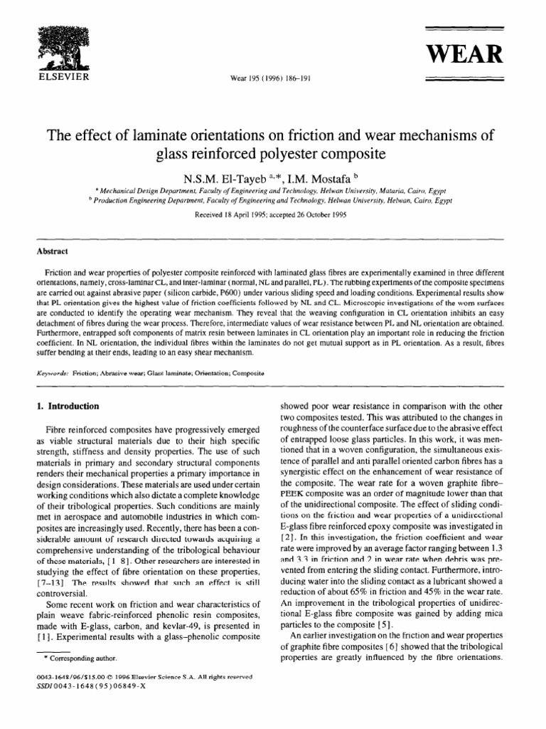 Laminate Orientation Effects on Composite Wear | PDF | Composite ...