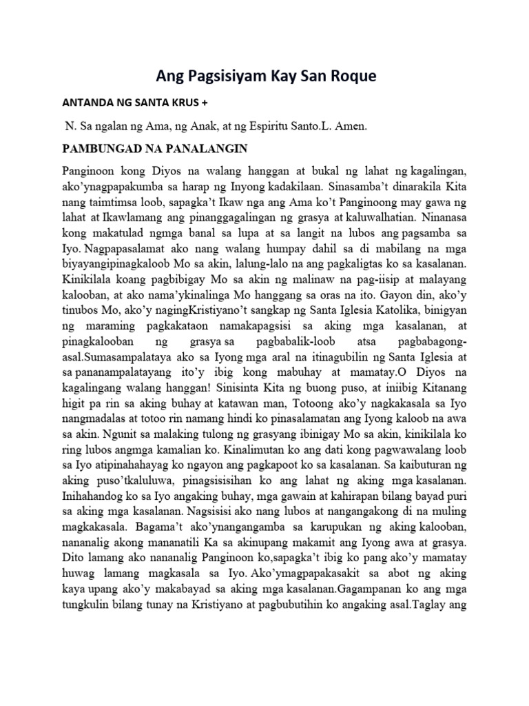 Ang Pagsisiyam Kay San Roque | PDF