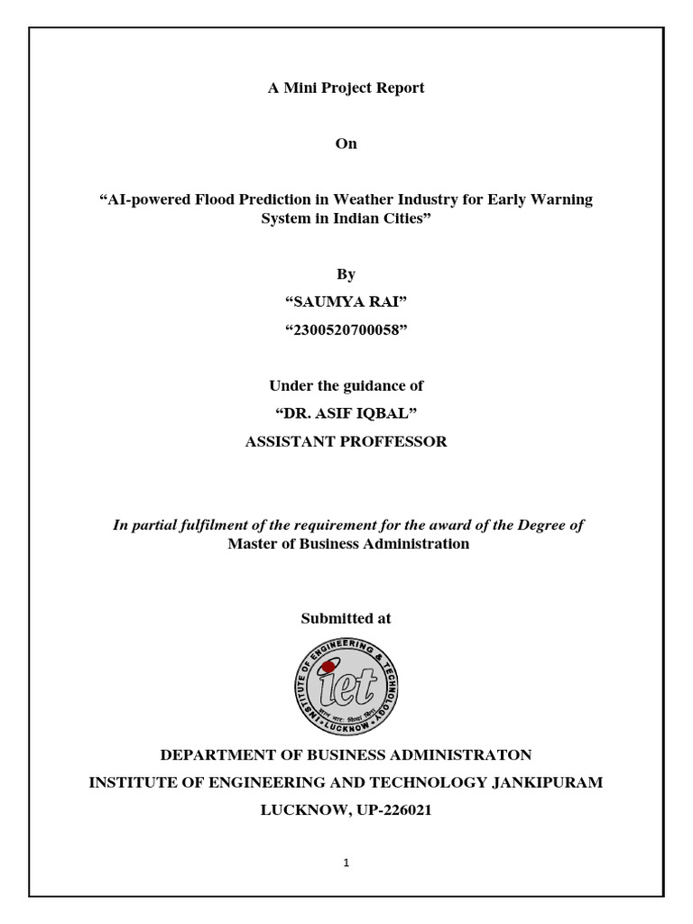 Saumya Rai Mini Project 2024 | PDF | Flood | Artificial Intelligence Saumya Rai Mini Project 2024 | PDF | Flood | Artificial Intelligence