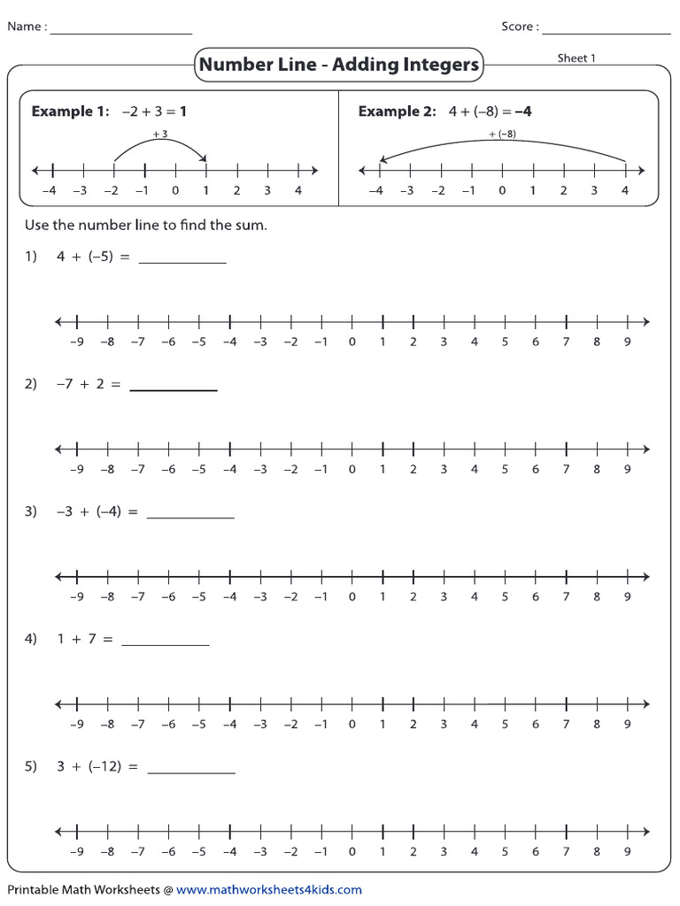 Addition1 Number Line | PDF