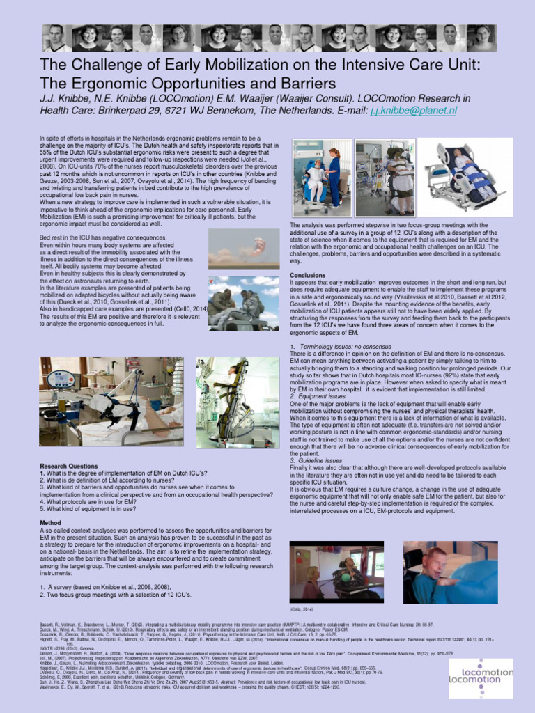 Knibbe Et Al 2014 The Challenge of Early Mobilization On The Intensive Care Unit The Ergonomic ...