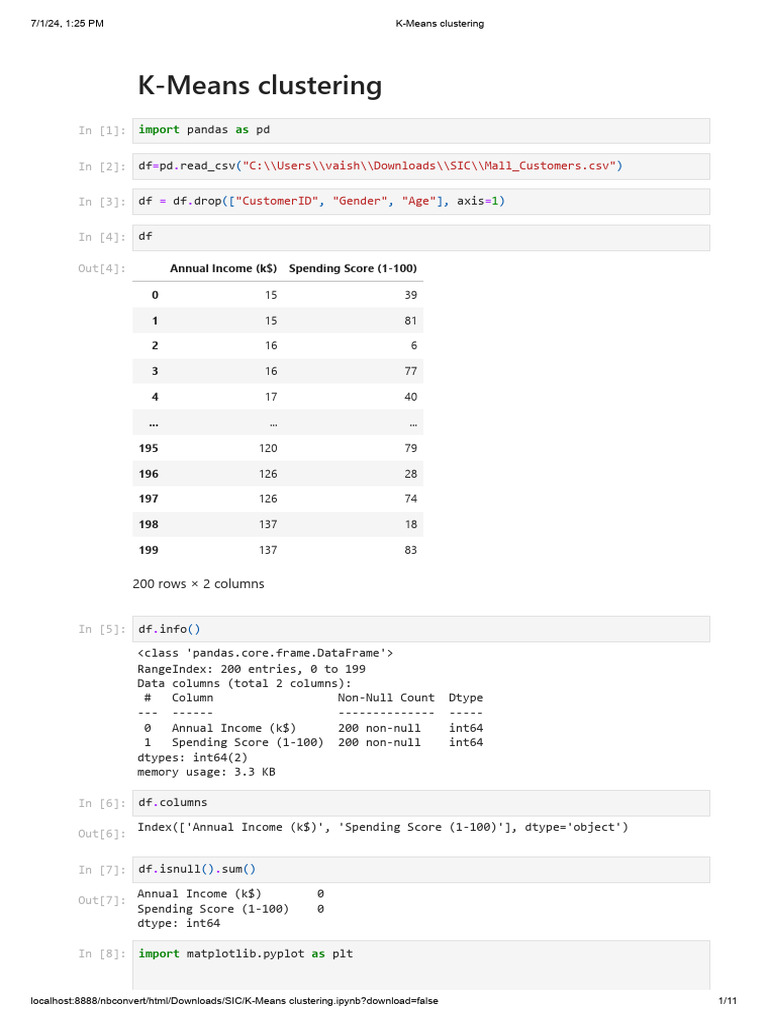 K-Means Clustering - Jupyter Notebook | PDF | Cluster Analysis | Data Management