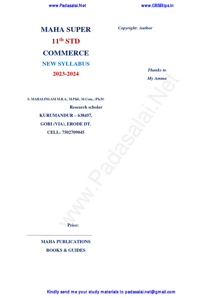 11th Commerce EM Full Study Materials English Medium PDF Download | PDF ...