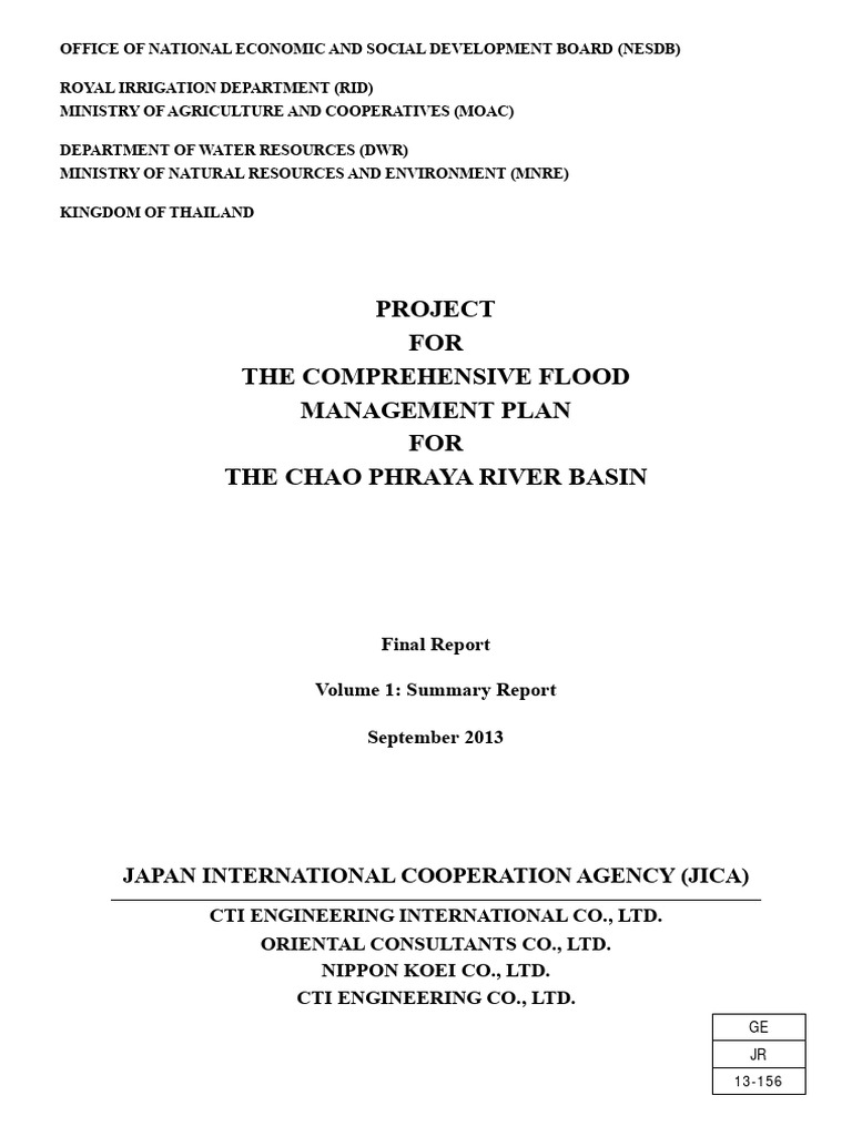 Project FOR The Comprehensive Flood Management Plan FOR The Chao Phraya ...