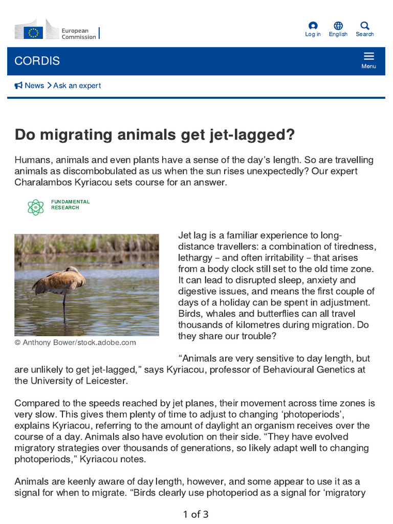 CORDIS - Article - 452725 Do Migrating Animals Get Jet Lagged - en ...