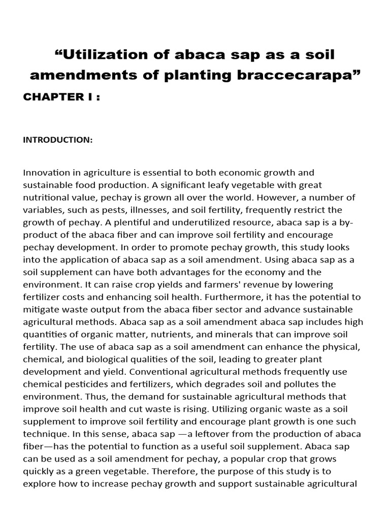 Agricultural Innovation Boosting Petchay Growth Using Abaca Sap (2) | PDF | Sustainable ...