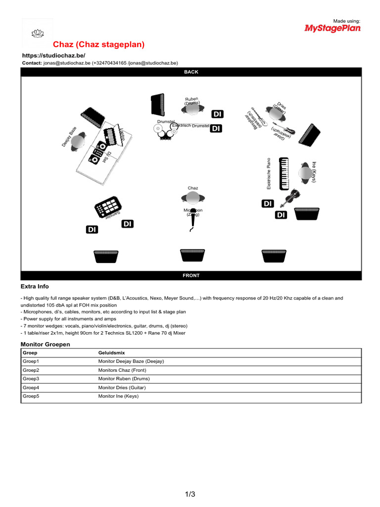 Chaz Stageplan 2024-3 | PDF | Disc Jockey | Sound Production Technology