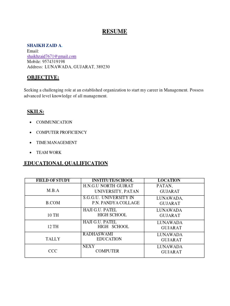 Zaid Resume-1-1 | PDF | Business