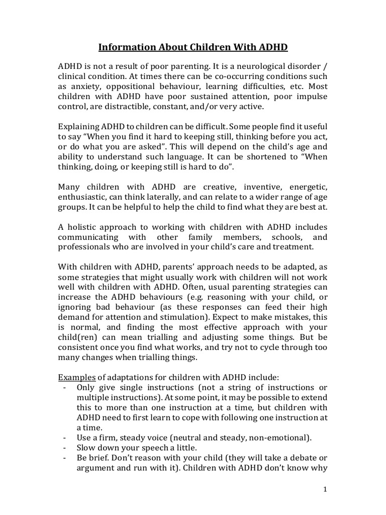ADHD Children Information | PDF | Attention Deficit Hyperactivity ...