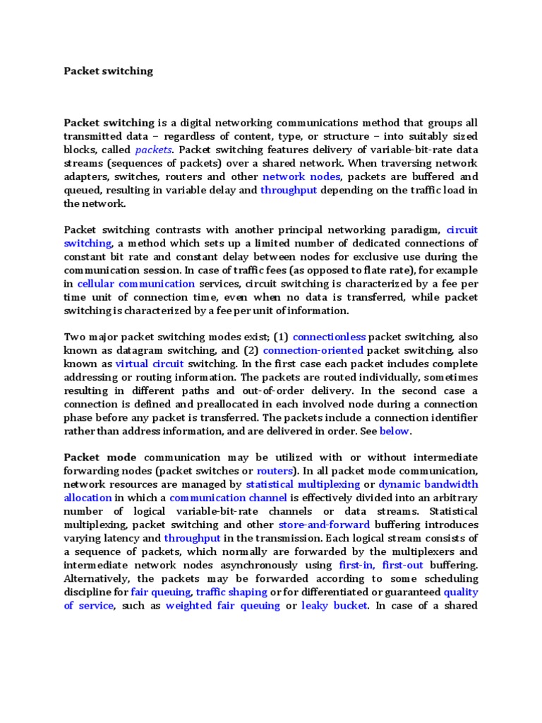 Packet Switching | PDF | Packet Switching | Network Packet