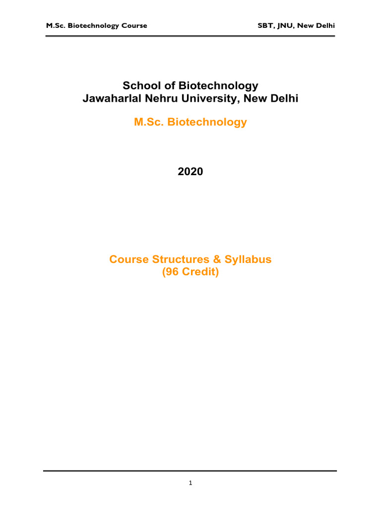 JNU M.Sc. Biotechnology Syllabus 2020 | PDF | Immune System | Lymphocyte