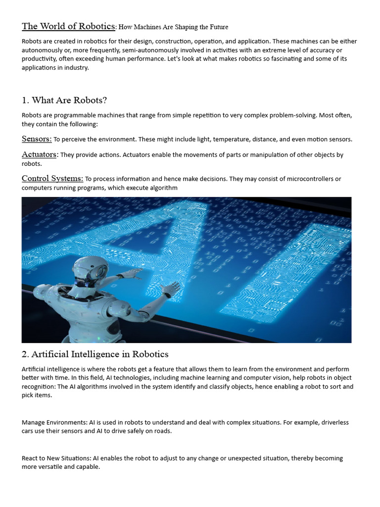 Robotics: AI and Machine Applications | PDF