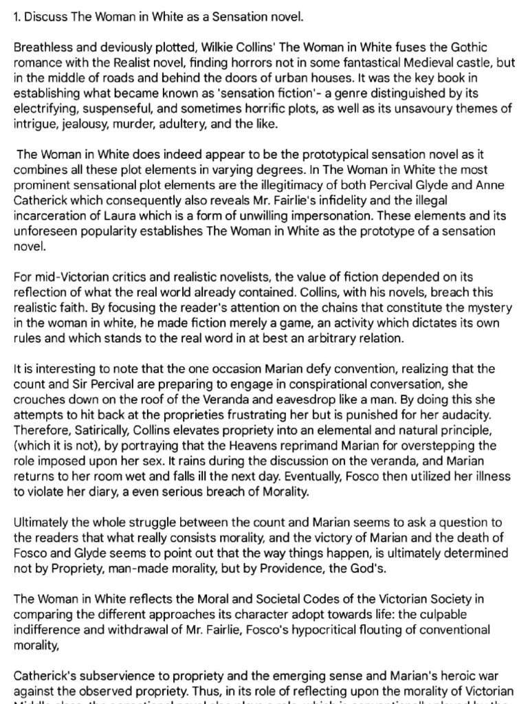 The Woman in White: A Sensation Novel | PDF | The Woman In White (Novel)