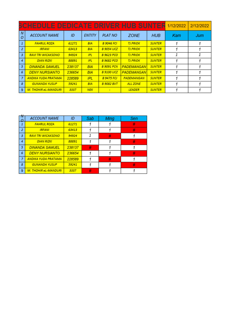 Schedule Driver Dedicated (Des. 2022) | PDF