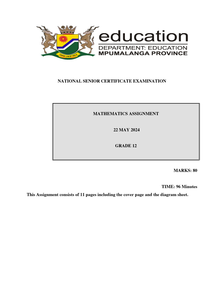 GR 12 Assignment 2024 FINAL | PDF | Circle | Cartesian Coordinate System