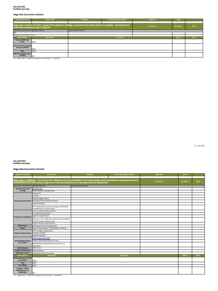 Pso Stage Gate Checklist Capital | PDF | Business | Economies