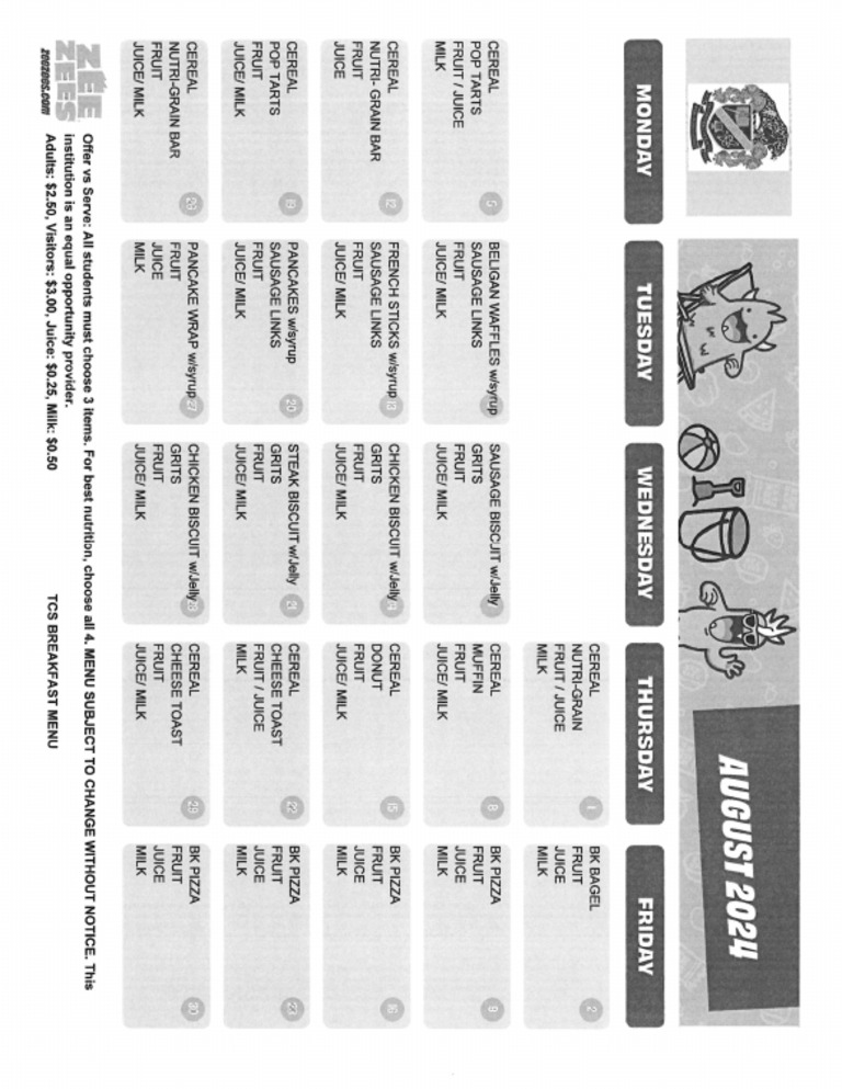 August Breakfast Menu | PDF